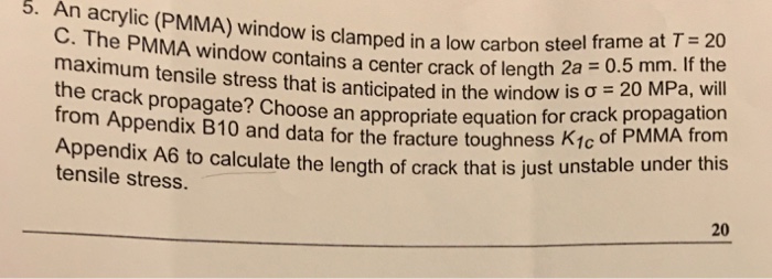 Solved An acrylic PMMA window is clamped in a low carbon | Chegg.com
