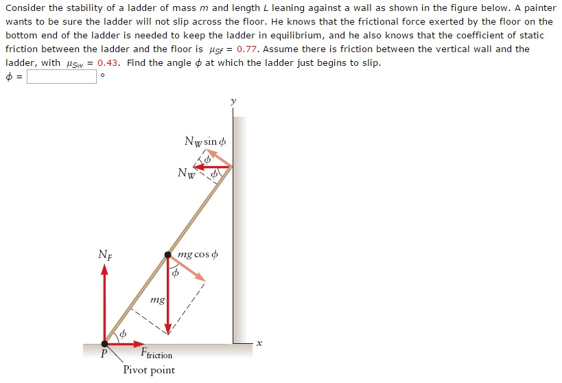 Solved Consider the stability of a ladder of mass m and | Chegg.com