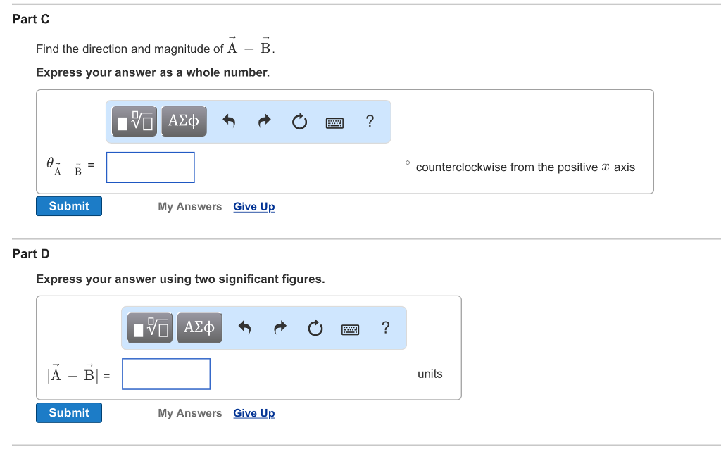 Solved Vector A points in the negative y direction and has a | Chegg.com
