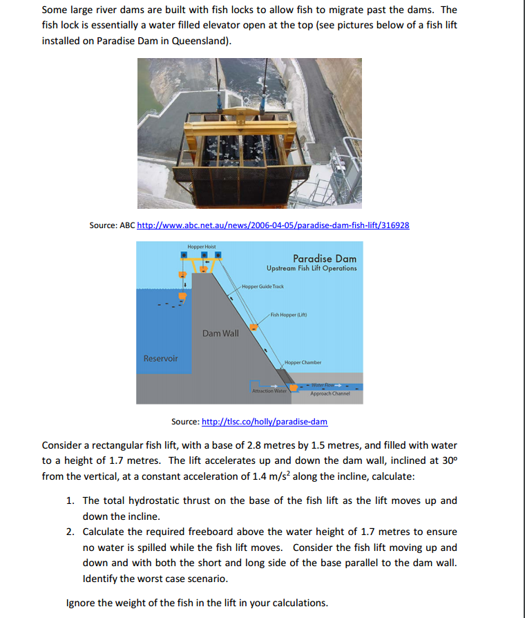 Solved Some large river dams are built with fish locks to | Chegg.com