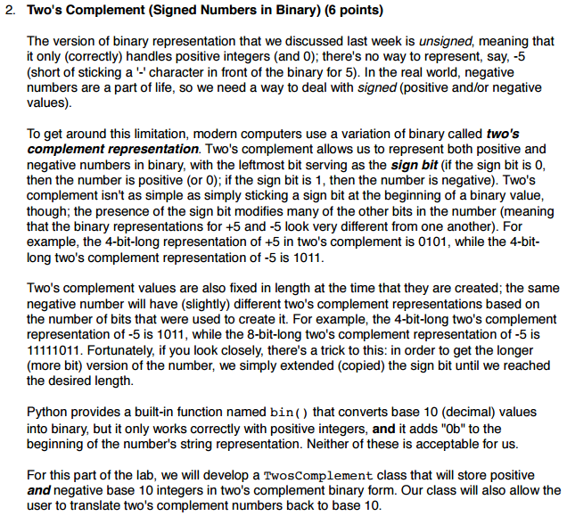 2. Two's Complement (Signed Numbers in Binary) (6 | Chegg.com