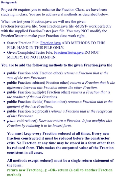 Solved Fraction.java A class (data type) definition file | Chegg.com