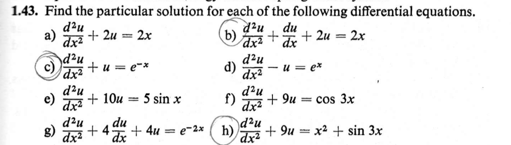 Solved Find the particular solution for each of the | Chegg.com