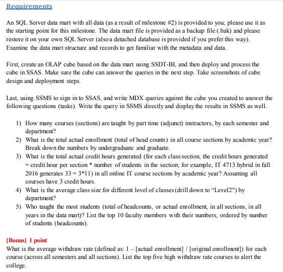 An SQL Server data mart with all data (as a result of | Chegg.com