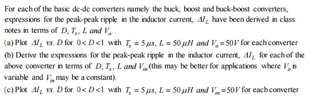 Solved For each of the basic dc-dc converters namely the | Chegg.com