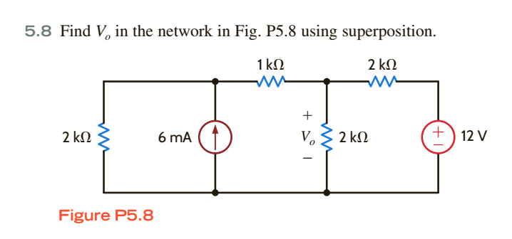 Solved Find V_o in the network in Fig. P5.8 using | Chegg.com