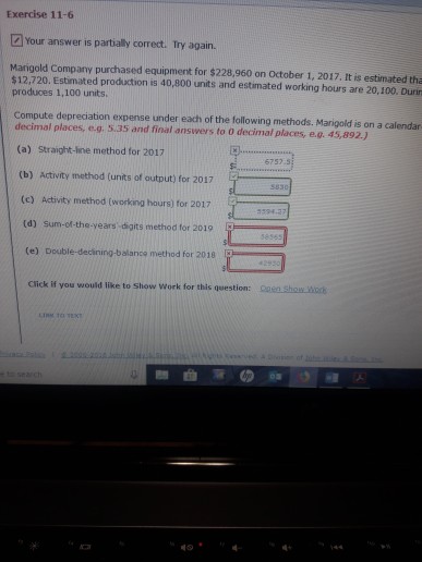 Solved Exercise 11-6 Your answer is partially correct. Try | Chegg.com