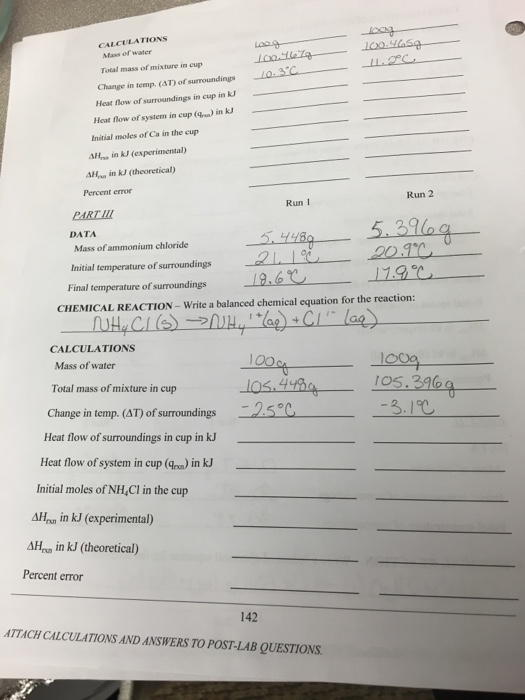 Thermochemistry lab | Chegg.com