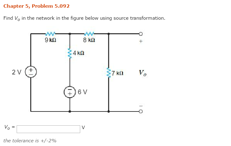 Solved Find V_O in the network in the figure below using | Chegg.com Solved Find V_O in the network in the figure below using | Chegg.com