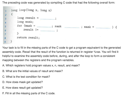 Solved Consider the following assembly code: long loop(long | Chegg.com