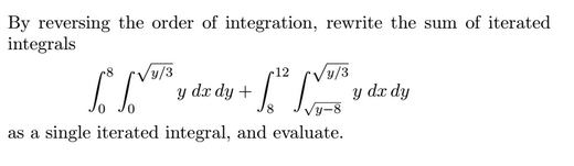 Solved By reversing the order of integration, rewrite the | Chegg.com