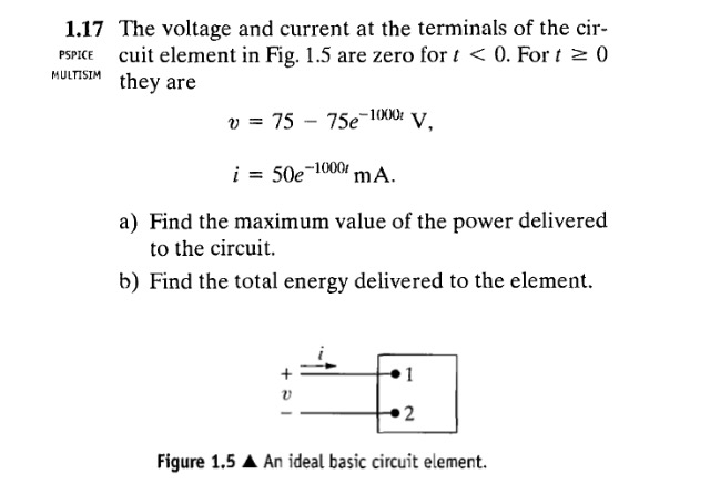 Solved The voltage and current at the terminals of the | Chegg.com