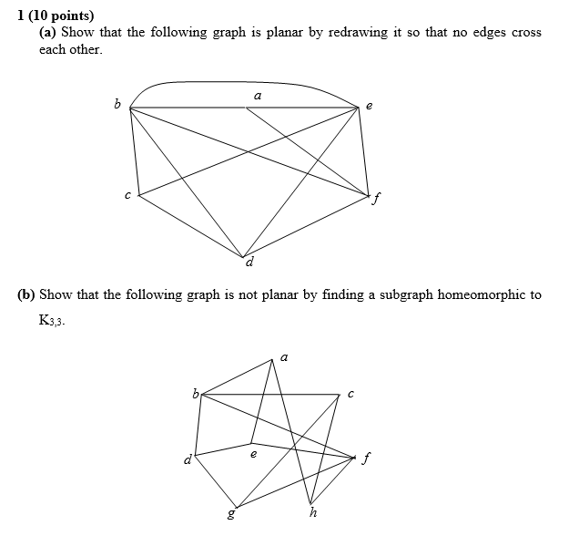 Solved 1 (10 points) (a) Show that the following graph is | Chegg.com Solved 1 (10 points) (a) Show that the following graph is | Chegg.com