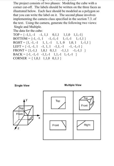 The project consists of two phases: Modeling the cube | Chegg.com