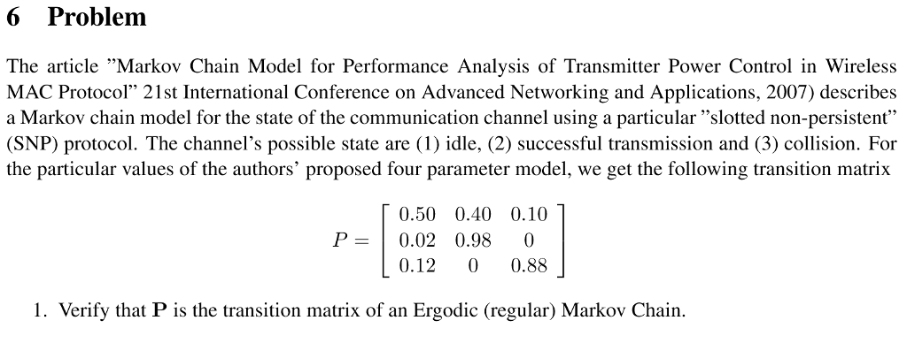 Solved 6 Problem The Article Markov Chain Model For 8812