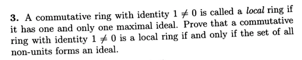 Solved A commutative ring with identity 1 notequalto 0 is | Chegg.com