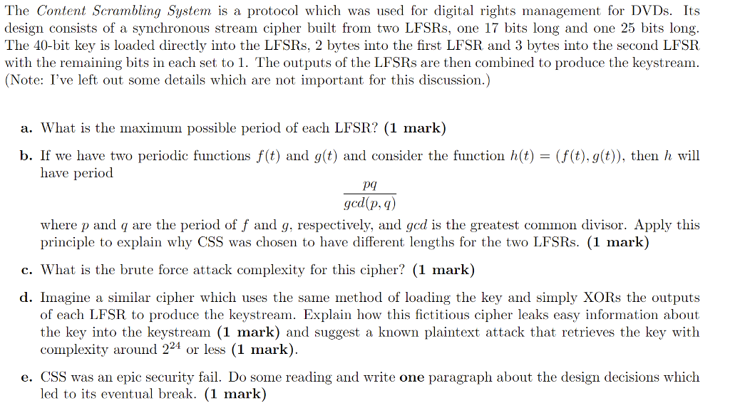 Solved The Content Scrambling System is a protocol which was | Chegg.com
