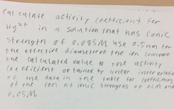 Solved Calculate the activity coefficient for Hg2+ in a | Chegg.com