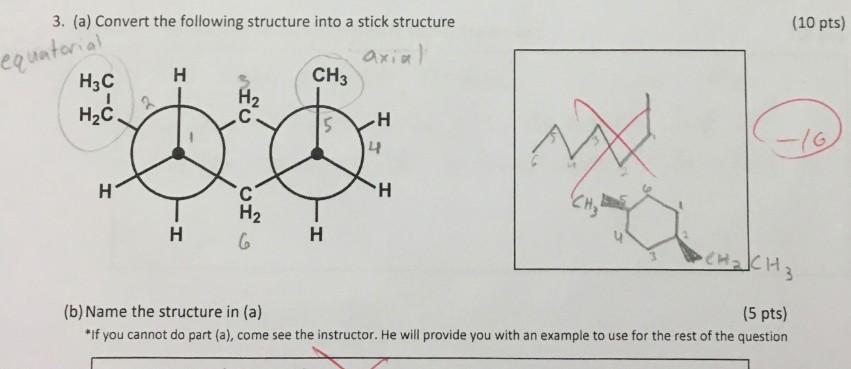 Solved 3. (a) Convert the following structure into a stick | Chegg.com
