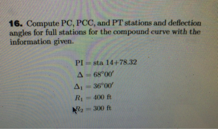 Solved Compute PC, PCC, and PT stations and deflection | Chegg.com