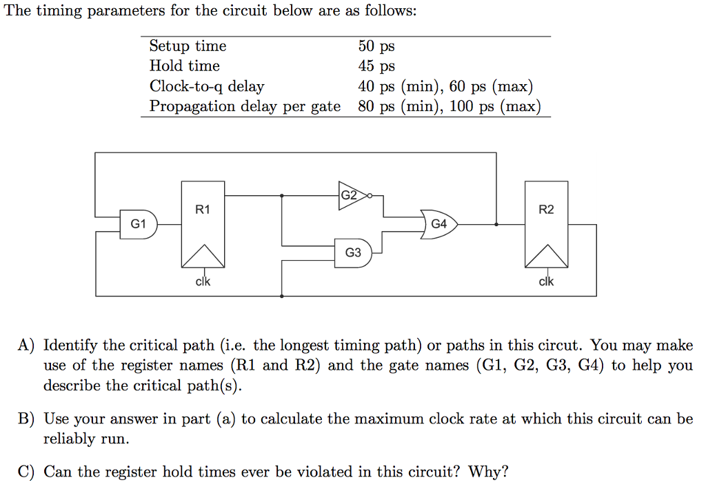 Solved The timing parameters for the circuit below are as | Chegg.com