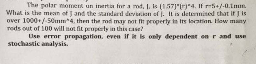 Solved The polar moment on inertia for a rod, J, is | Chegg.com