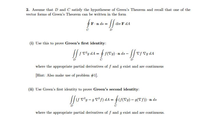 Solved Assume that D and C satisfy the hypotheses of Green's | Chegg.com