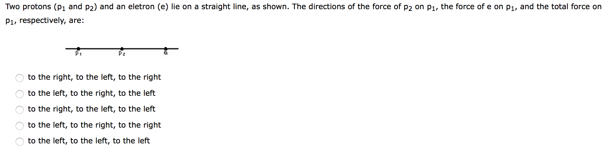 Solved Two protons (p1 and p2) and an eletron (e) lie on a | Chegg.com