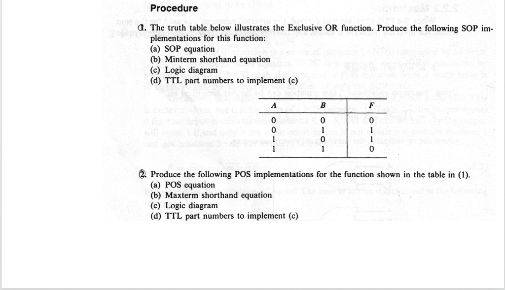 Solved The truth table below illustrates the Exclusive OR | Chegg.com