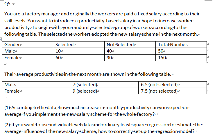 Solved You are a factory manager and originally the workers | Chegg.com