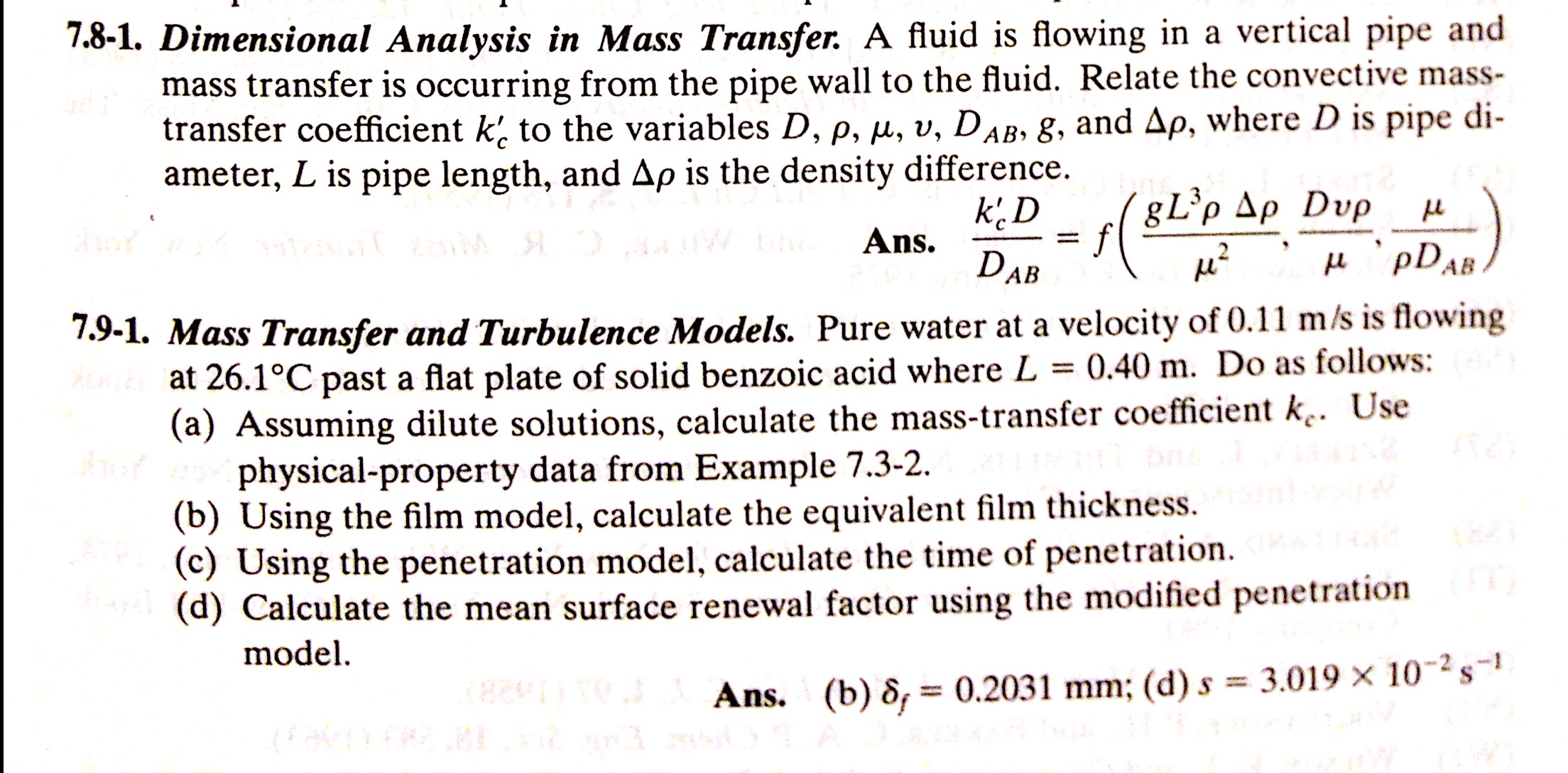 Solved Dimensional Analysis in Mass Transfer. A fluid is | Chegg.com