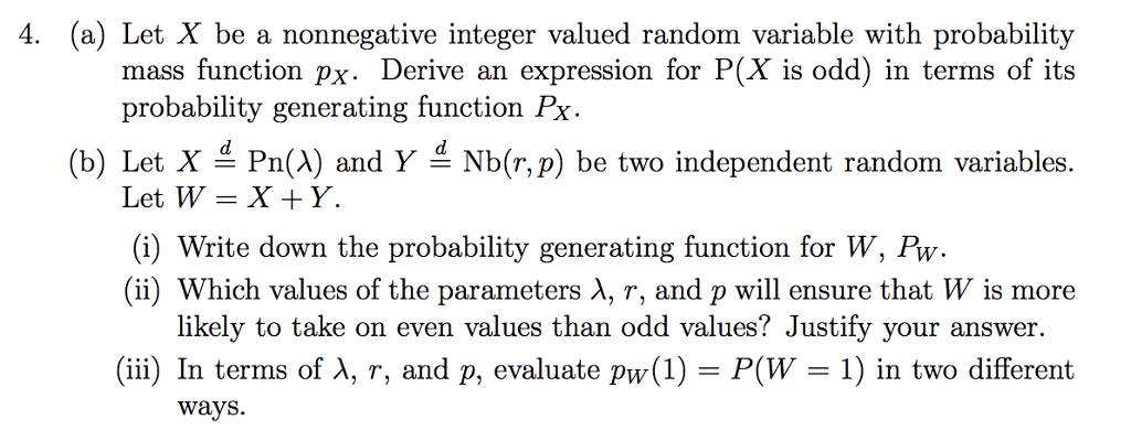 Solved 4. (a) Let X be a nonnegative integer valued random | Chegg.com