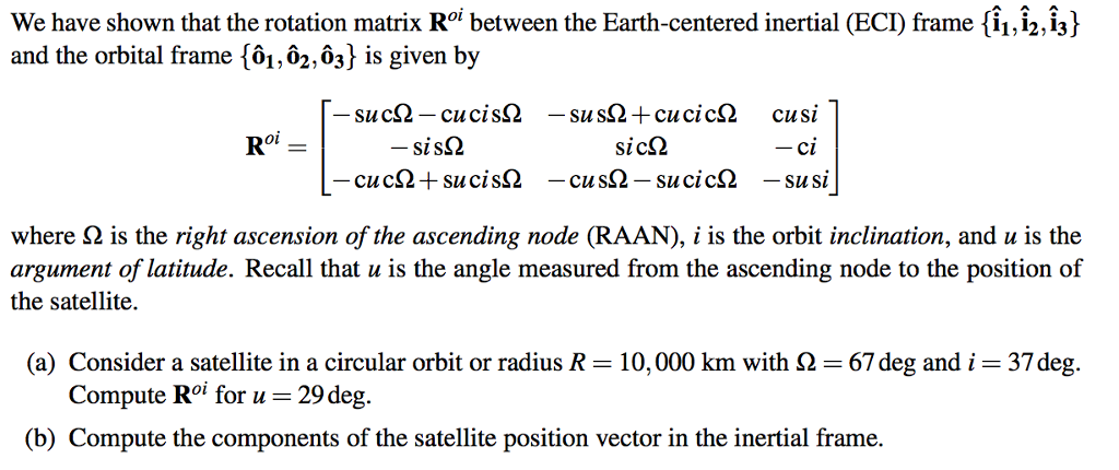 Solved We have shown that the rotation matrix R^oi between | Chegg.com
