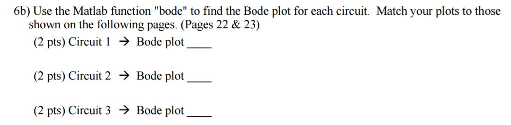 Solved 6b) Use the Matlab function "bode" to find the Bode | Chegg.com