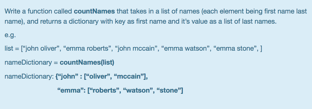 Solved Write a function called countNames that takes in a | Chegg.com