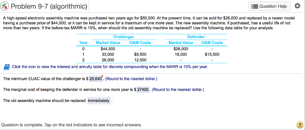 Solved Problem 9-7 (algorithmic) Question Help A high-speed | Chegg.com