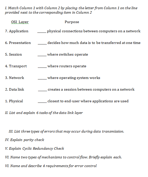 Solved Match Column 1 with Column 2 by placing the letter | Chegg.com