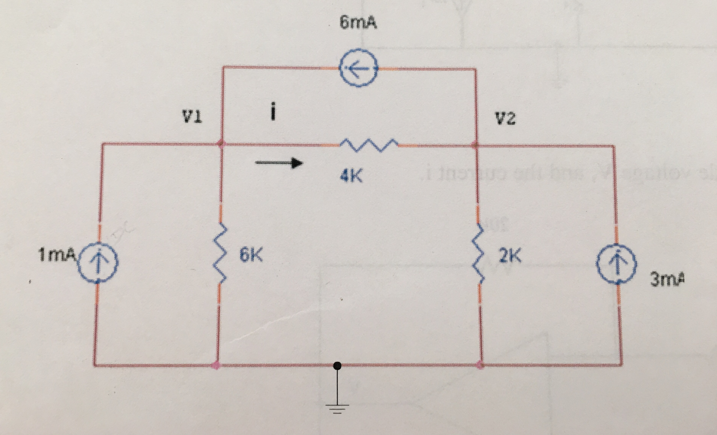 Solved Find the node voltage V1, V2 and the current i | Chegg.com