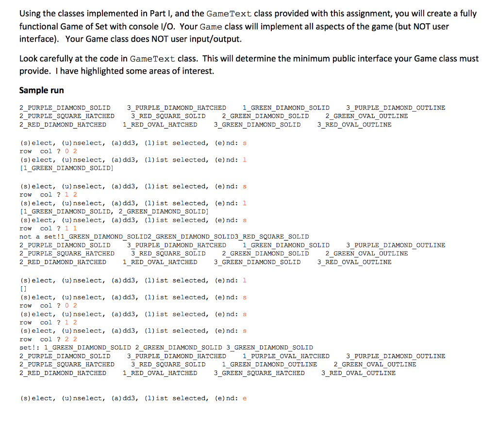 Solved Using the classes implemented in PartI, and the | Chegg.com