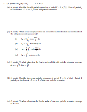 Solved Consider the old periodic extension, of period T =2, | Chegg.com