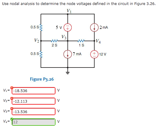 Solved Use nodal analysis to determine the node voltages | Chegg.com
