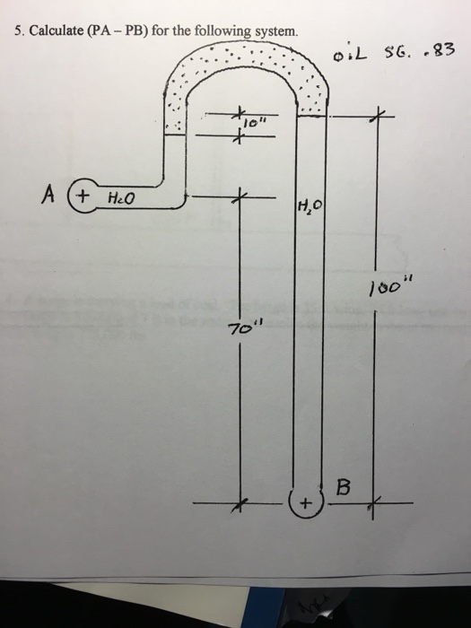 Solved Calculate (PA - PB) for the following system. | Chegg.com