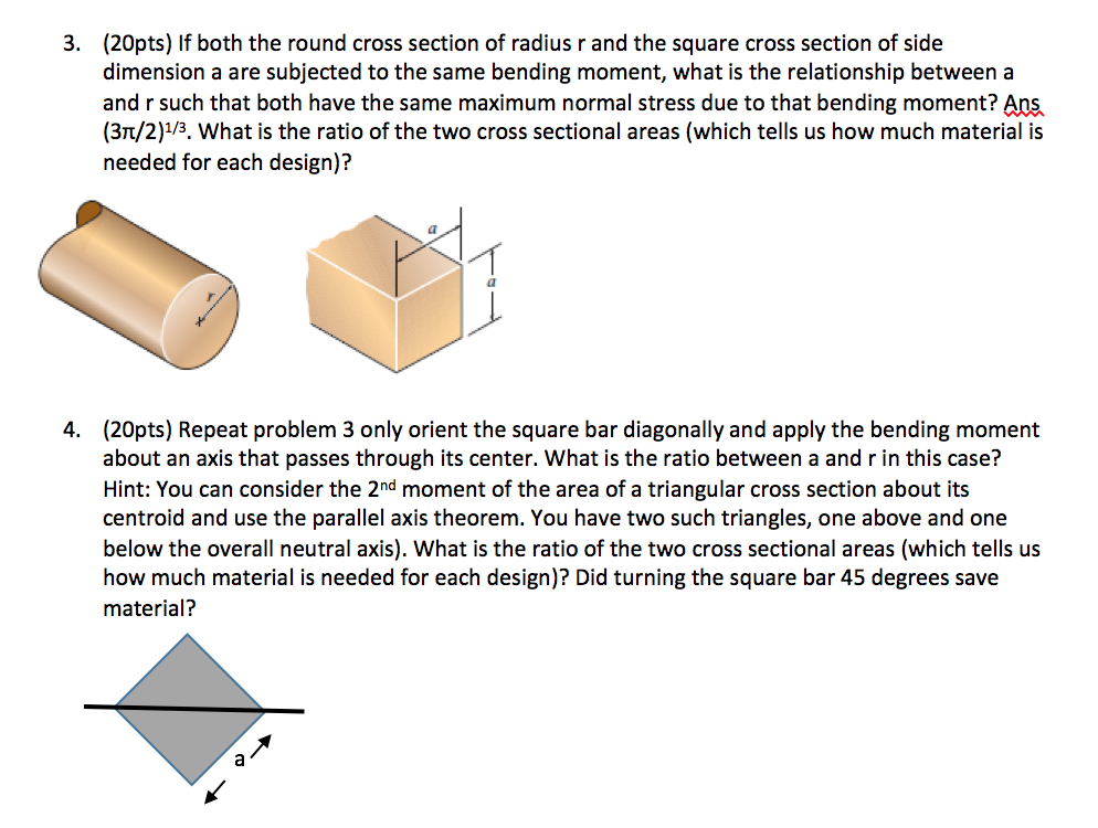 Solved (20pts) Repeat problem 3 only orient the square bar | Chegg.com