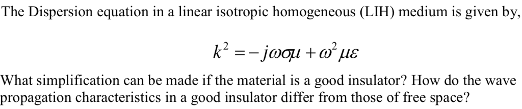 Solved The Dispersion equation in a linear isotropic | Chegg.com