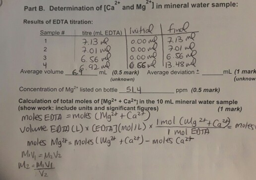Solved Part B. Determination of (Ca and Mg 1 in mineral | Chegg.com