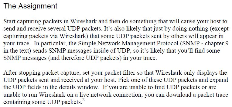 Solved The ASsignment Start capturing packets in Wireshark | Chegg.com