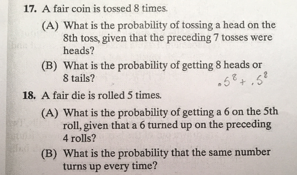 Solved A fair coin is tossed 8 times, What is the | Chegg.com