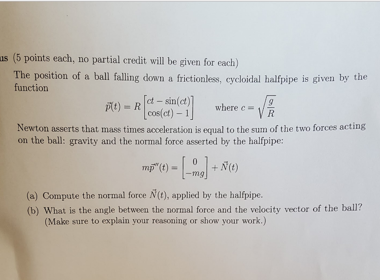 Solved The position of a ball falling down a frictionless, | Chegg.com