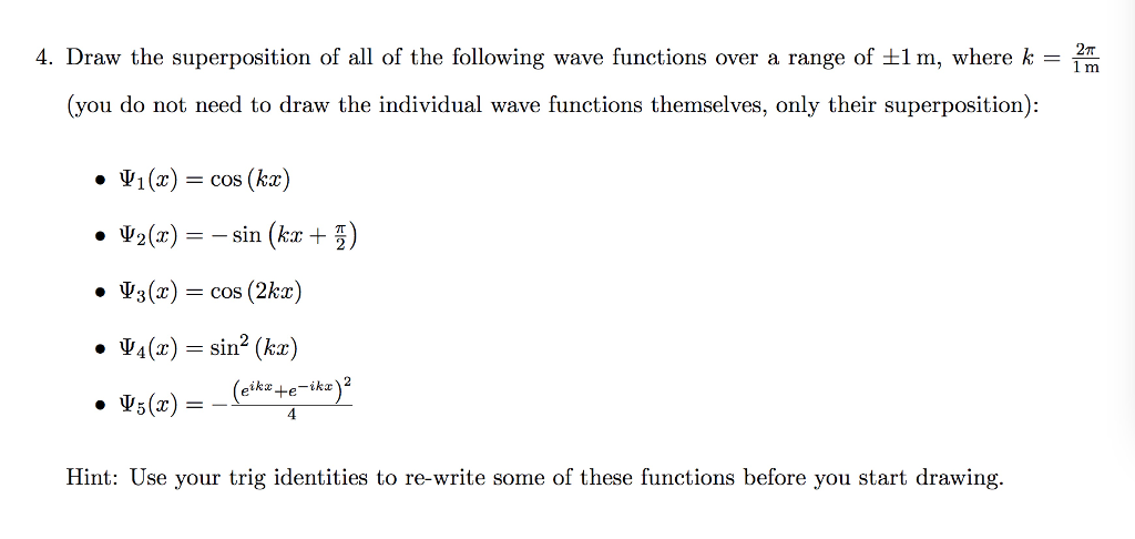 Solved Draw the superposition of all of the following wave | Chegg.com