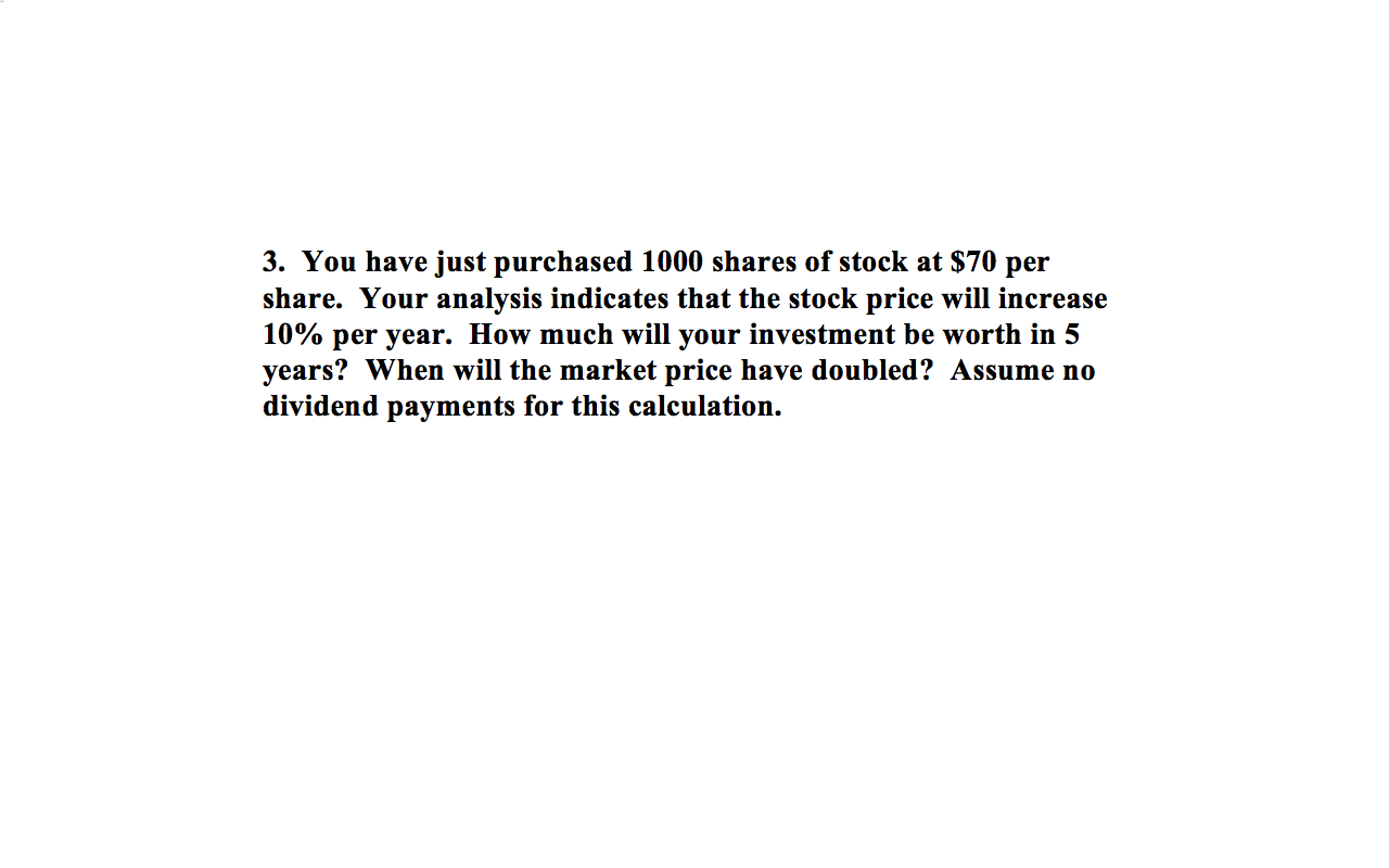 Solved 3. You have just purchased 1000 shares of stock at | Chegg.com